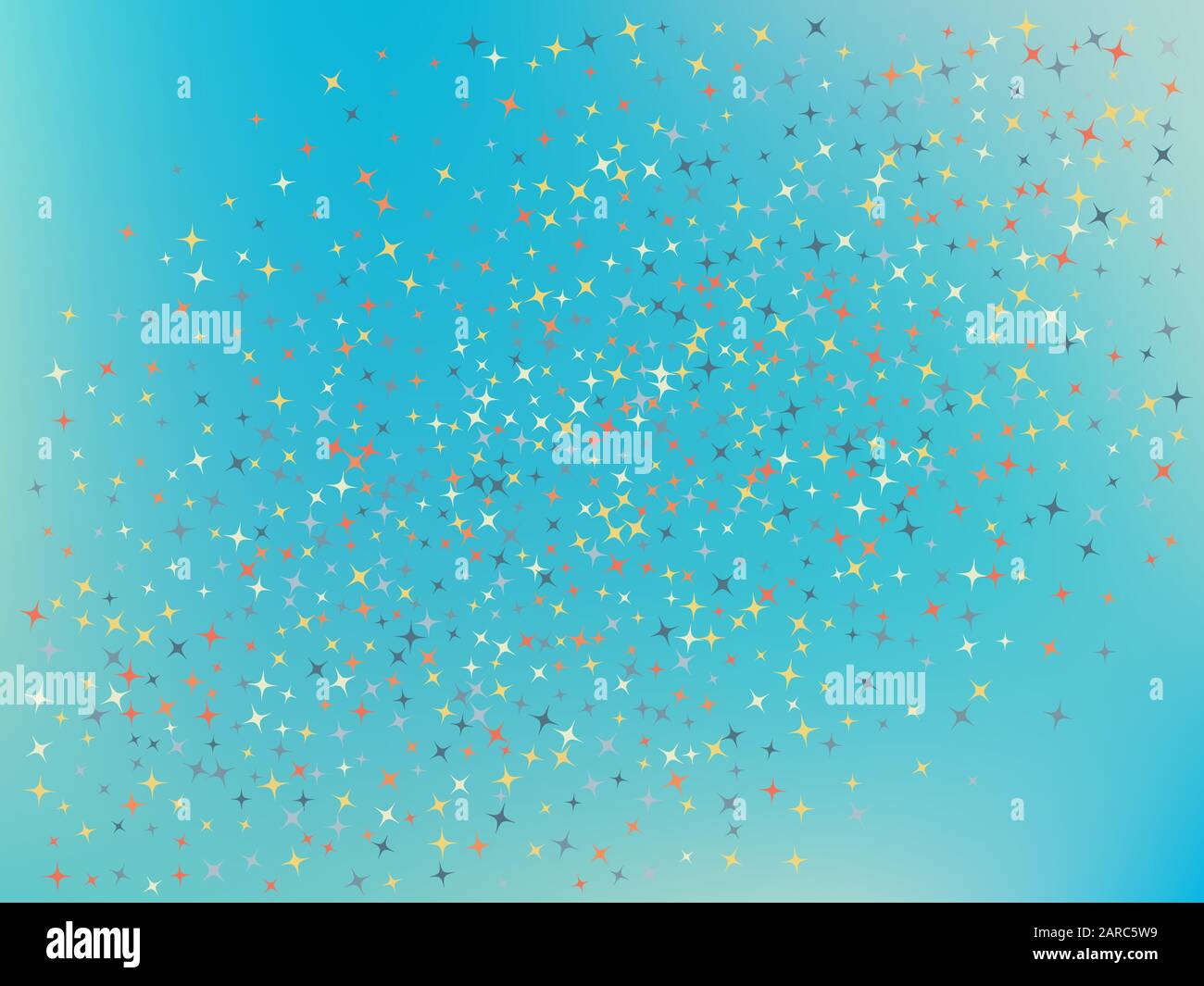 Cyan color background. Stars confetti. Funny colorific fantasy ...