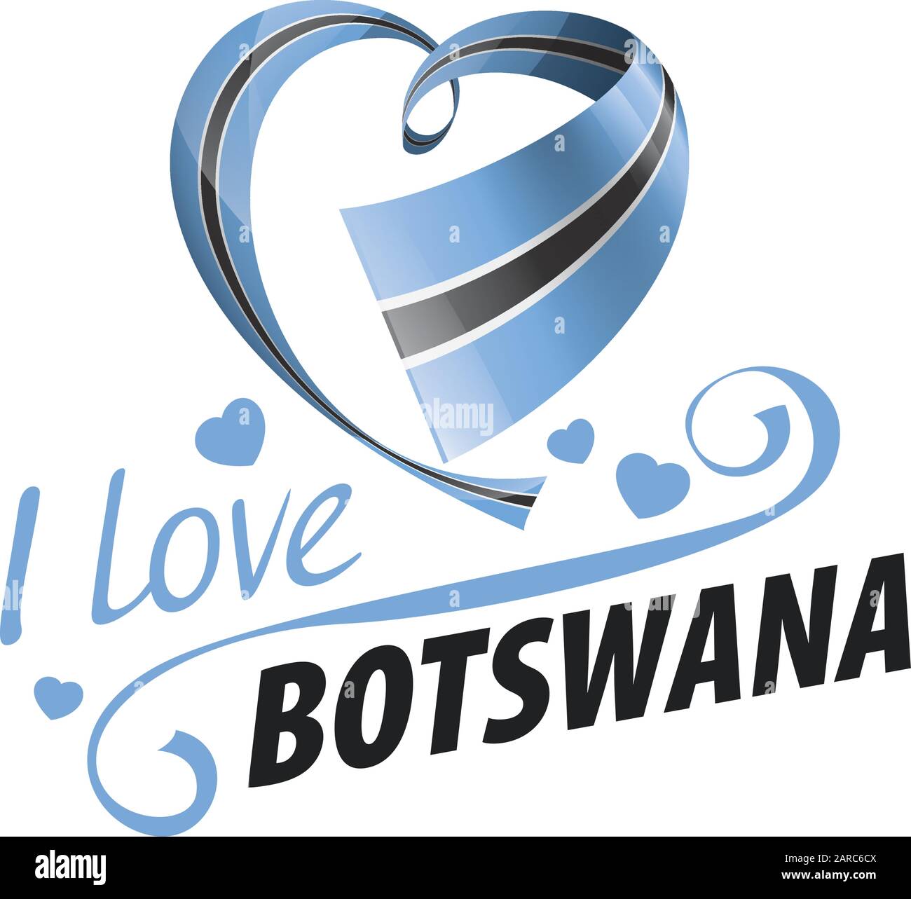 National flag of the Botswana in the shape of a heart and the ...