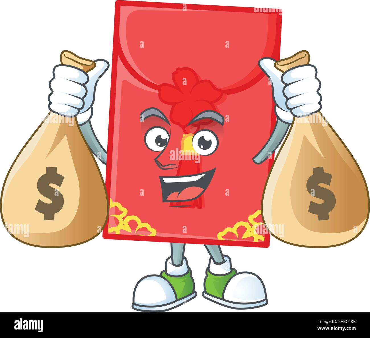 A picture of rich chinese envelope cartoon character with two money ...