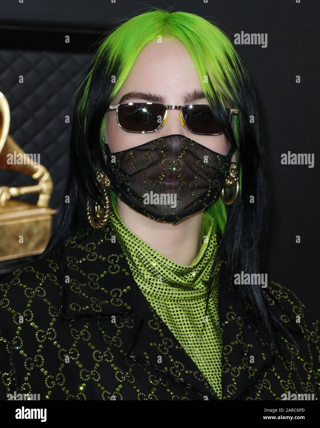 LOS ANGELES, CALIFORNIA, USA - JANUARY 26: Singer Billie Eilish wearing ...