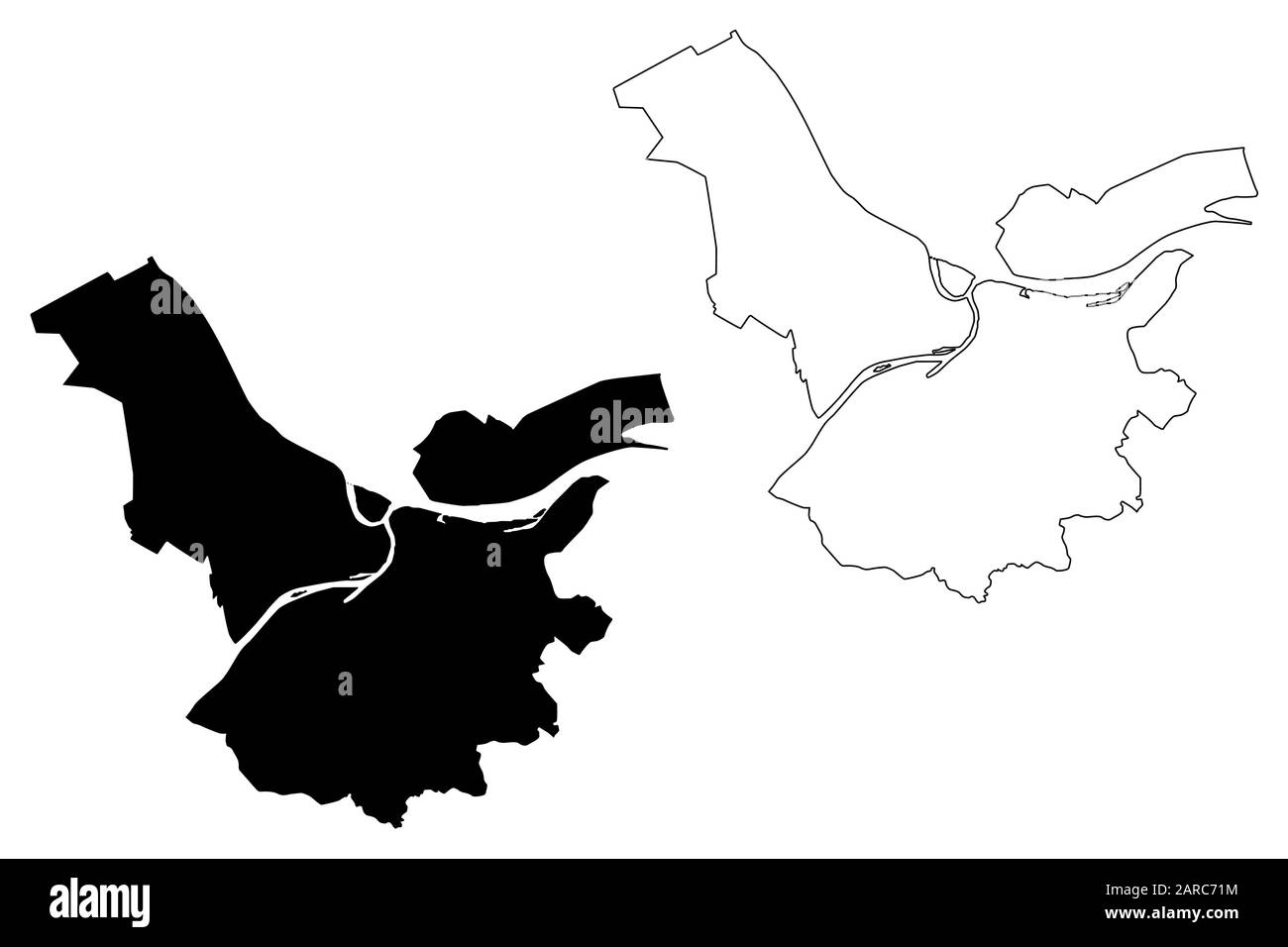 Belgrade City (Republic of Serbia) map vector illustration, scribble sketch City of Belgrade map ...