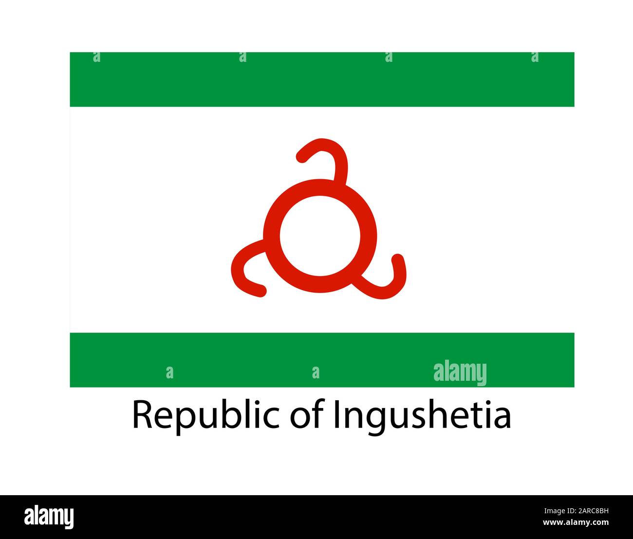 Ingushetia Republic national flag on white background texture ...