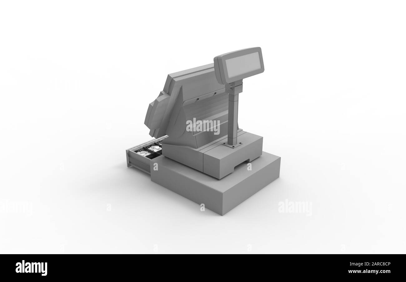 3D rendering of a cash register isolated in empty space b ackground ...