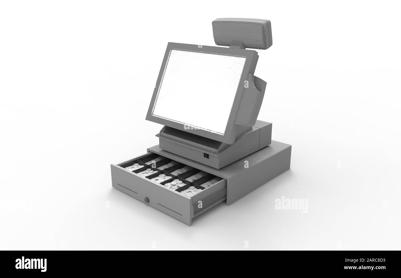 3D rendering of a cash register isolated in empty space b ackground ...