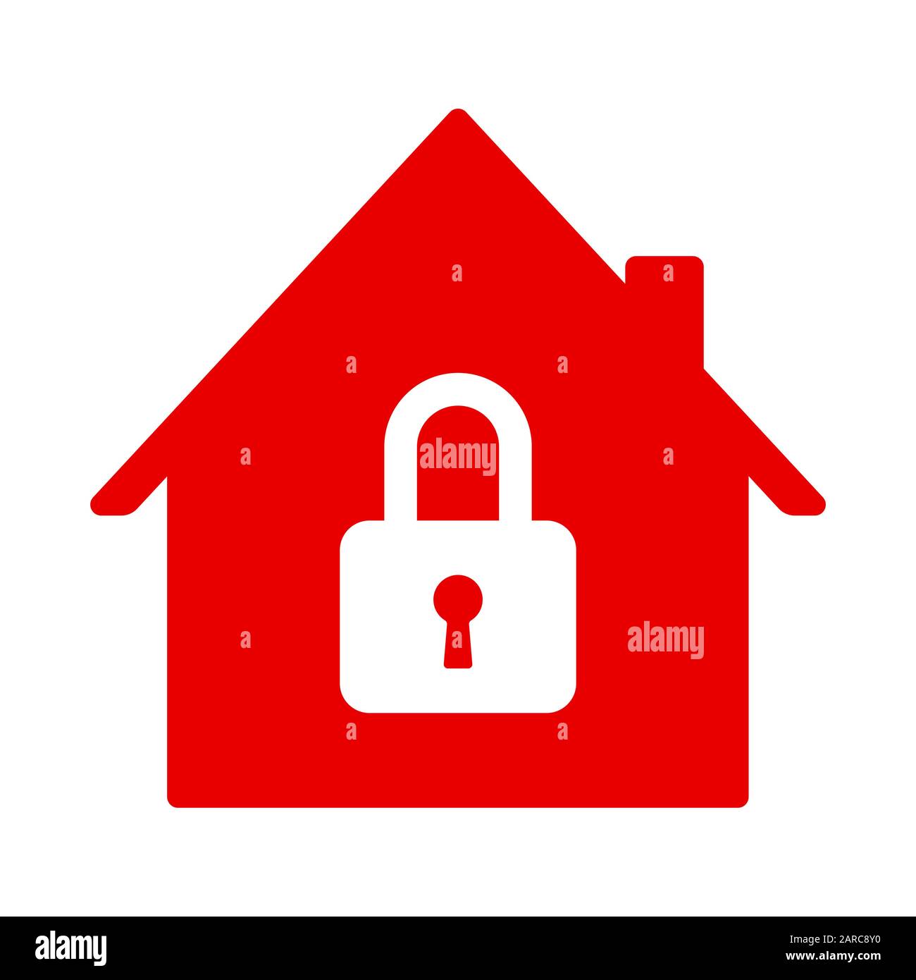 Red house icon. Closed account symbol. Vector illustration isolated on ...