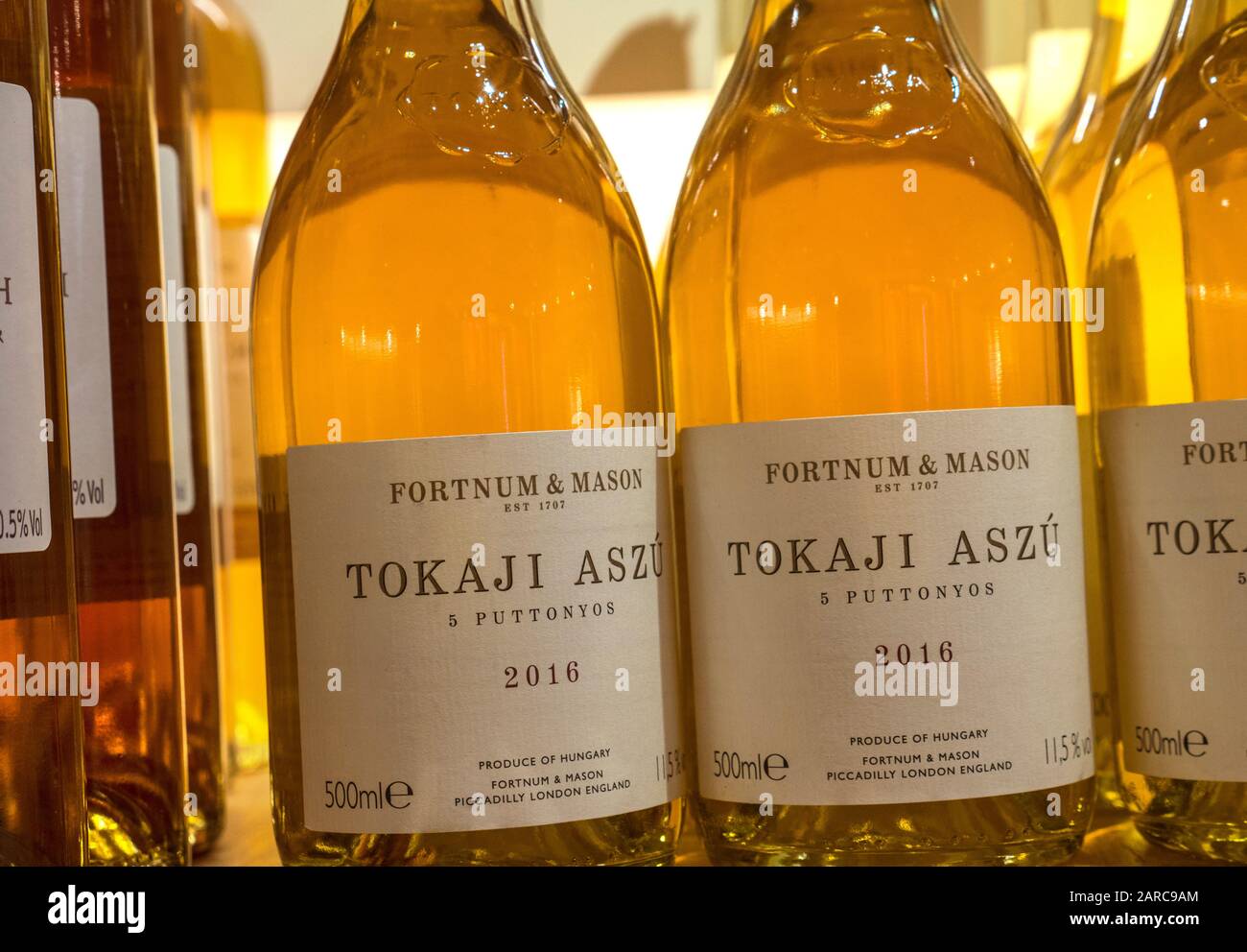 TOKAJI ASZU Fortnum & Mason branded Tokaji Aszú wine 2016 on display ...