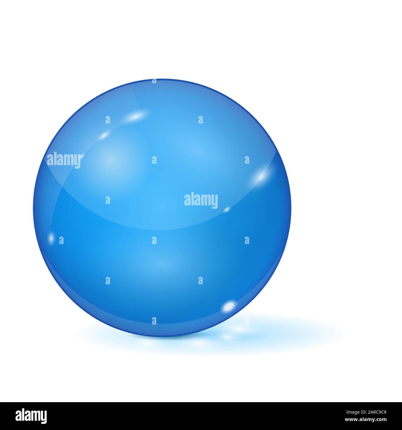 Blue glass ball. 3d sphere. Vector illustration isolated on white ...