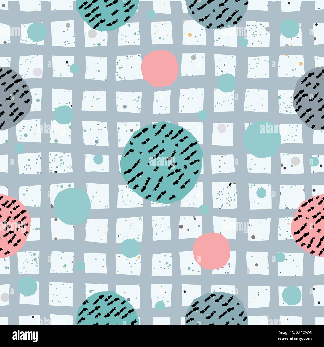 Cute Seamless Pattern. Hand Drawn Bal Design with pastel blue stripes ...