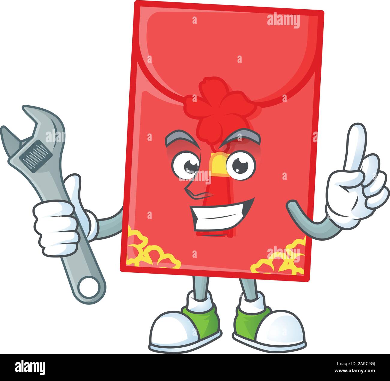 Smart Mechanic chinese envelope cartoon character design Stock Vector ...