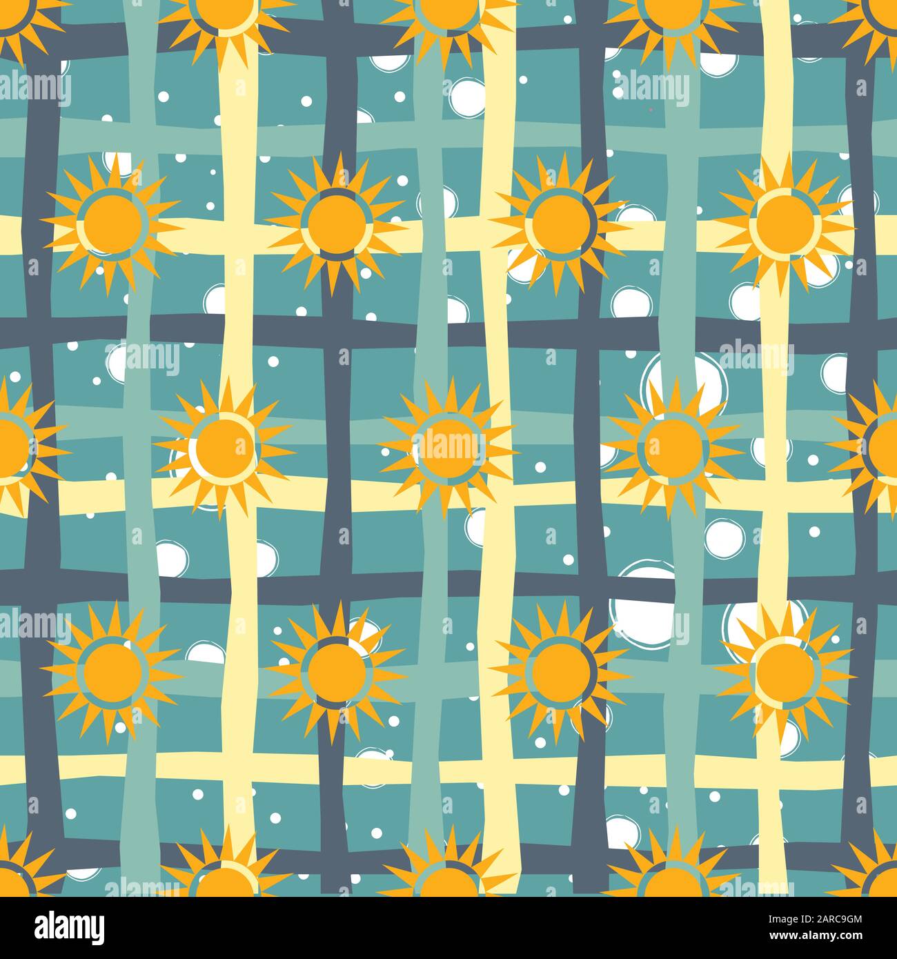 Seamless pattern with suns on white background. Vector Illustration ...
