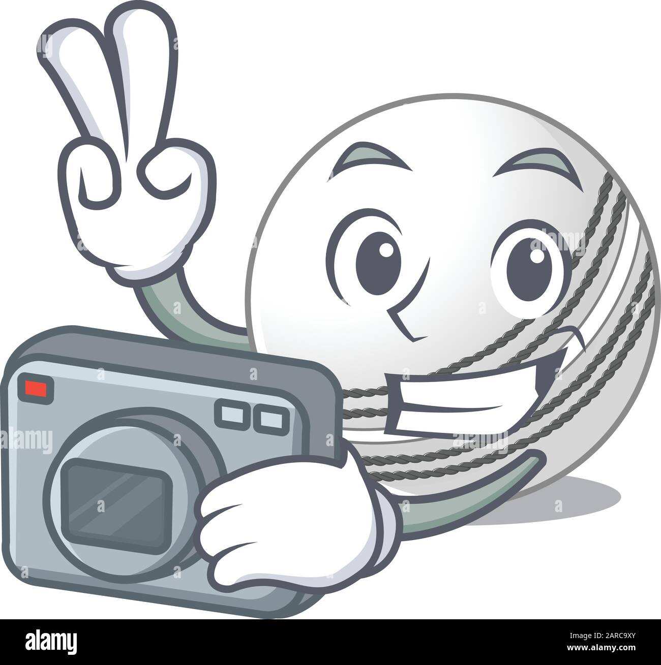 Cool Photographer cricket ball character with a camera Stock Vector ...
