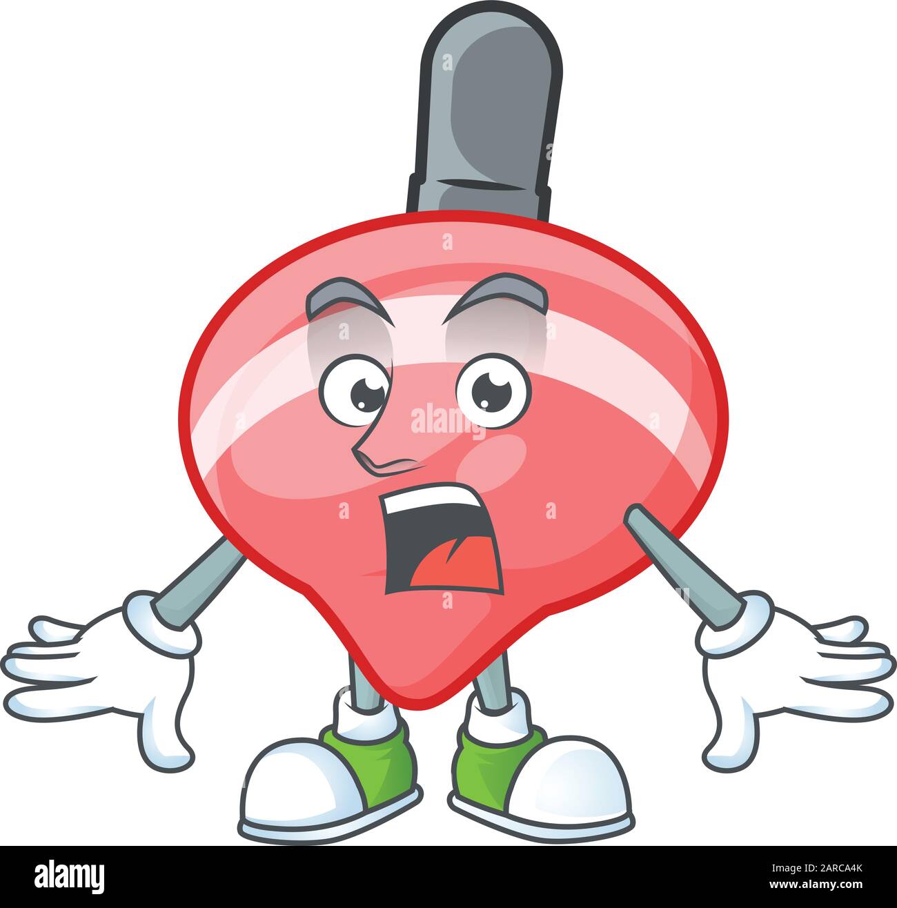Chinese red tops toy cartoon character design on a surprised gesture ...