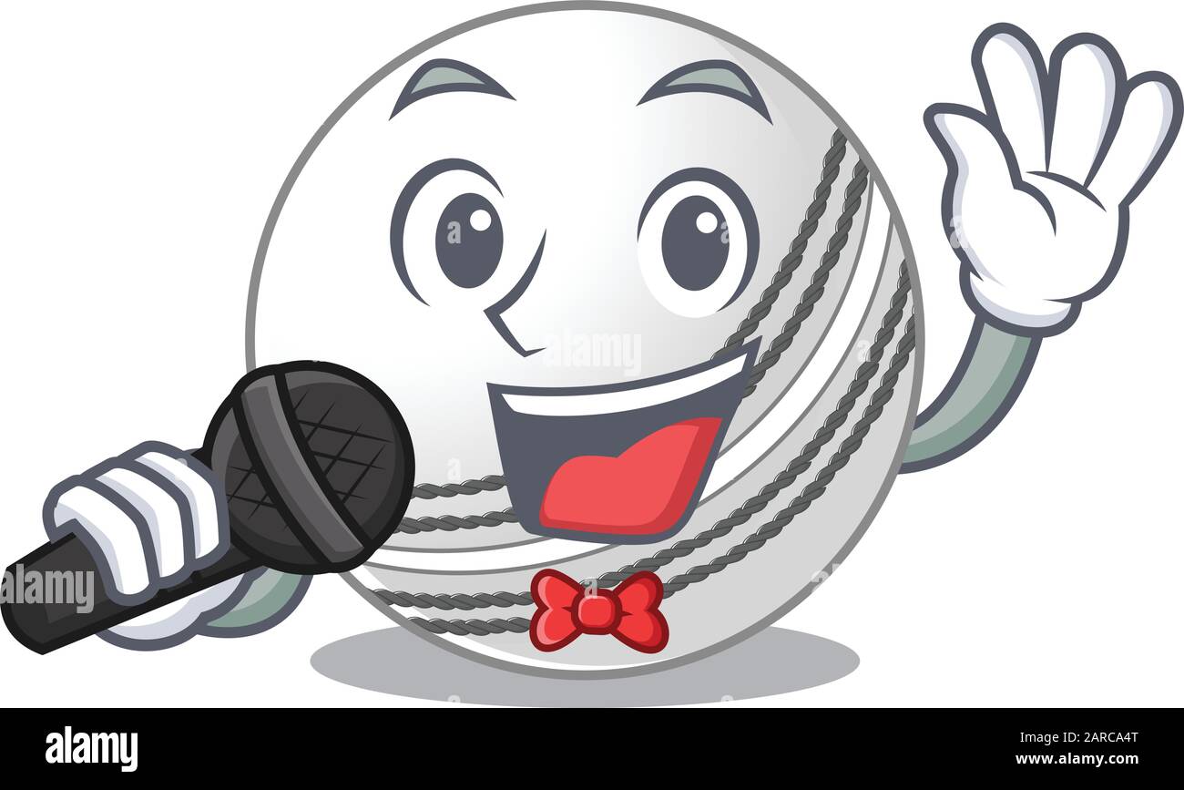 Happy cricket ball singing on a microphone Stock Vector Image & Art - Alamy