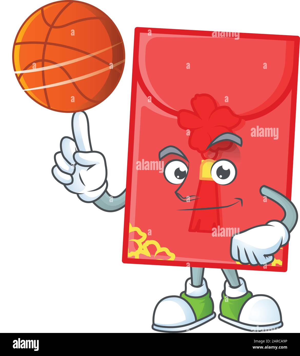 a Healthy chinese envelope cartoon character playing basketball Stock ...