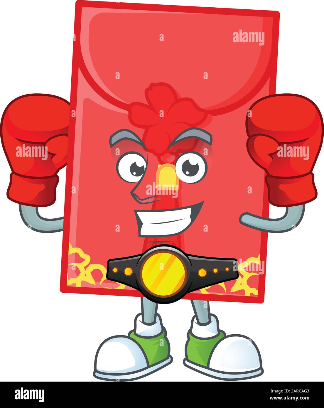 Happy Face Boxing chinese envelope cartoon character design Stock ...