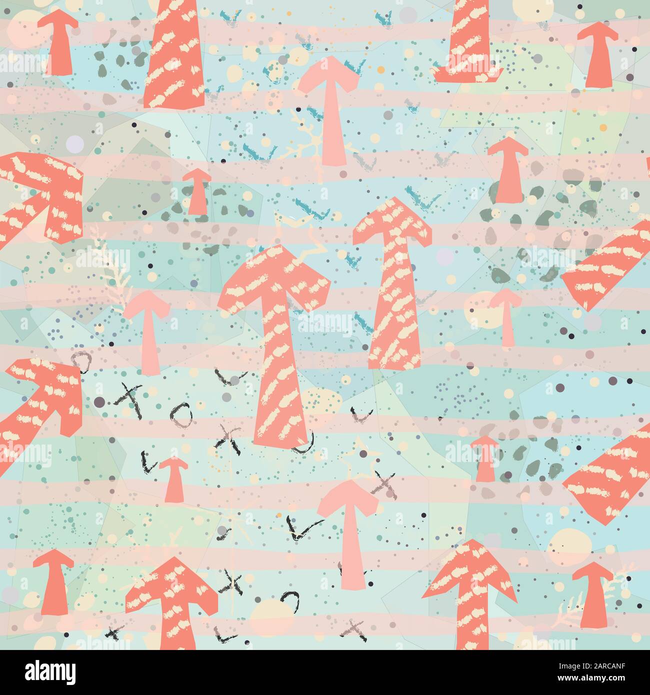 Childish Seamless Texture with Arrows. Hand Drawn Design With Brush ...