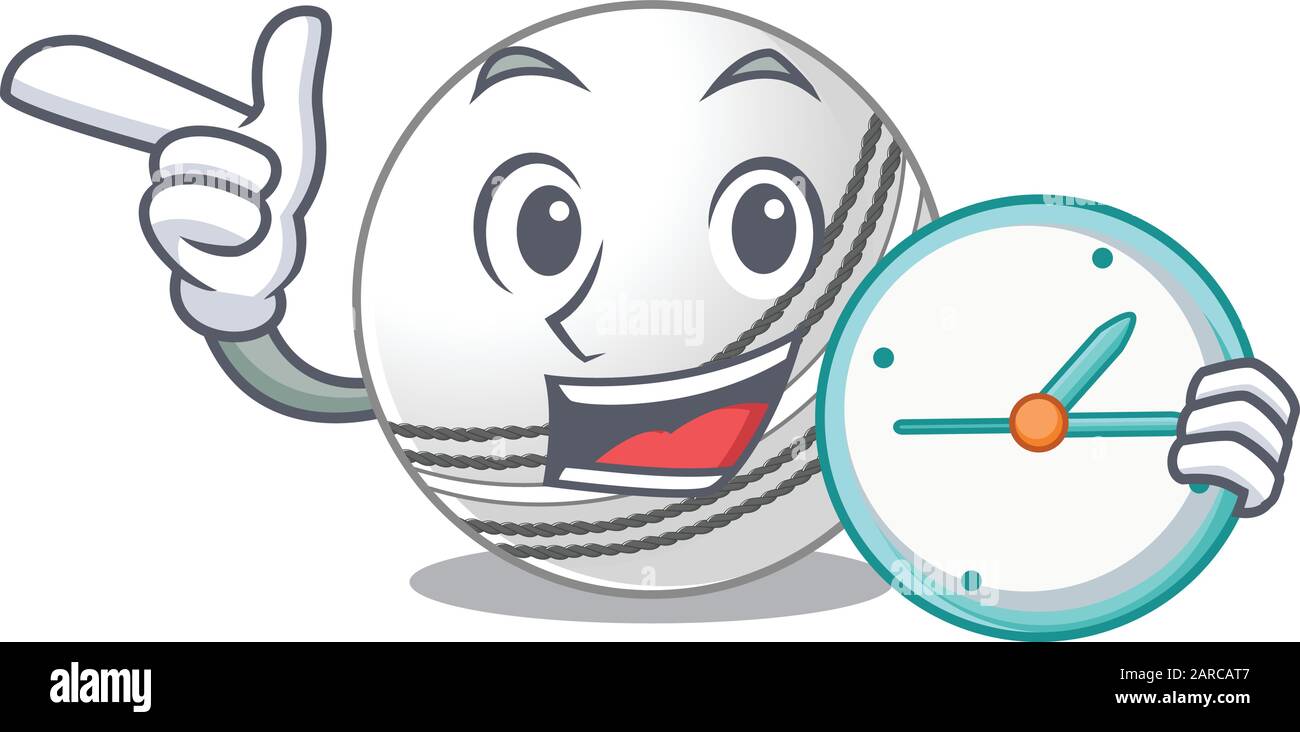 cartoon character style cricket ball having clock Stock Vector Image ...