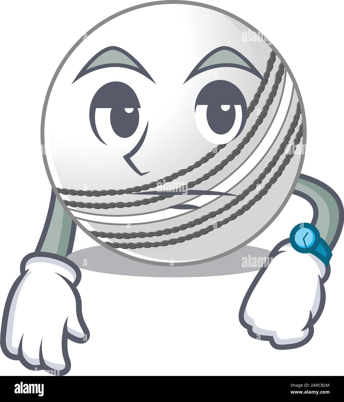 cartoon character design of cricket ball on a waiting gesture Stock ...