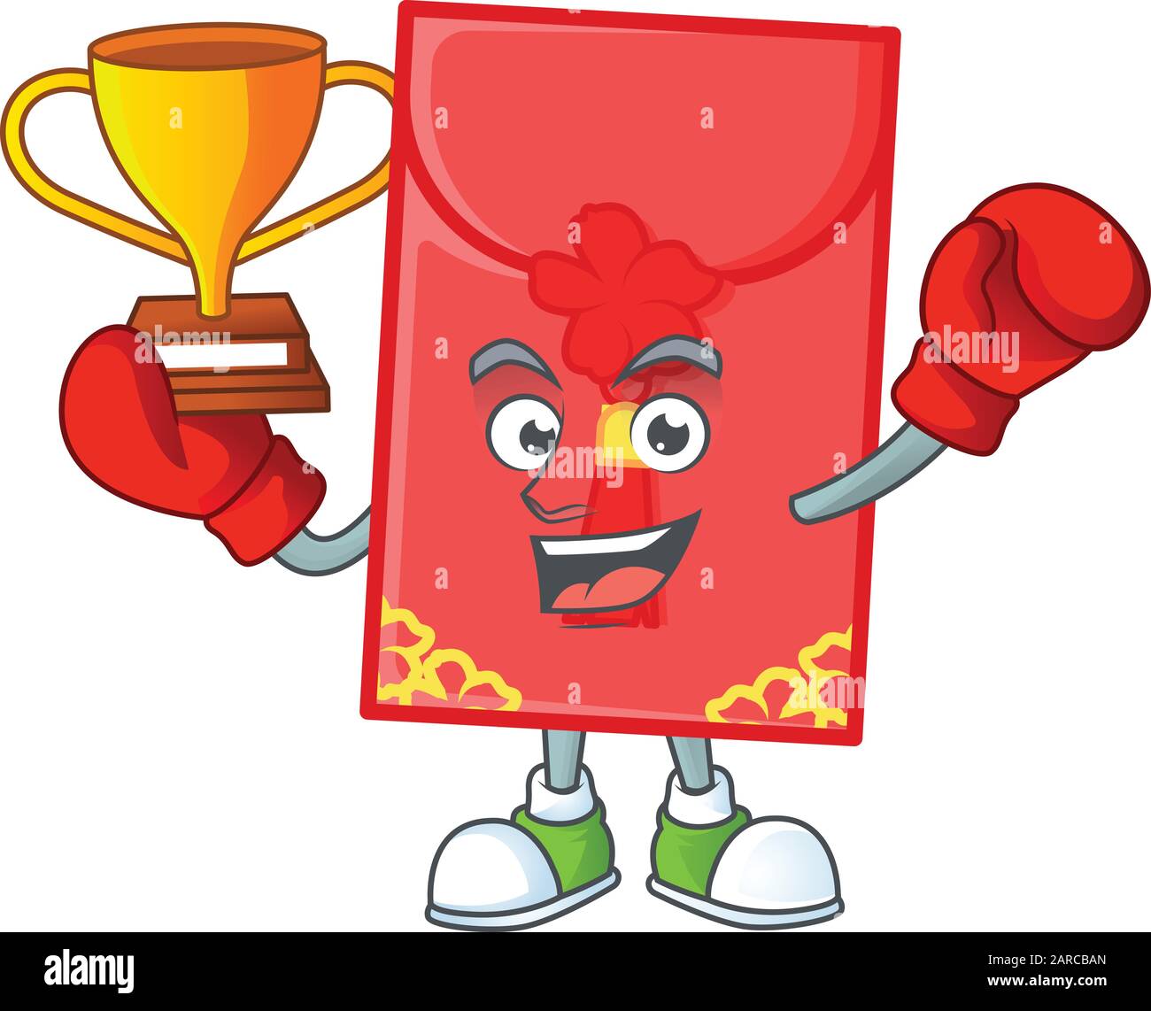fantastic Boxing winner of chinese envelope in mascot cartoon style ...