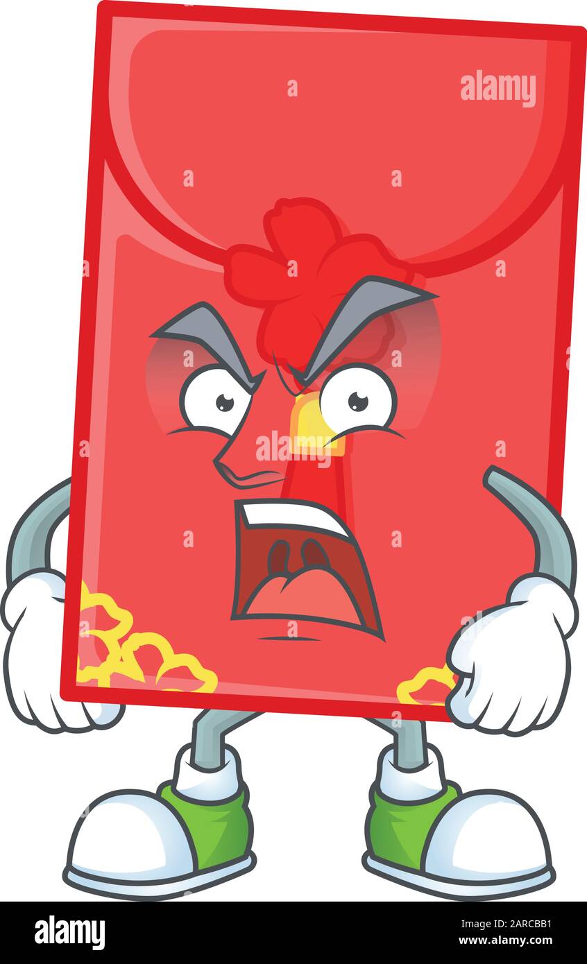 Chinese envelope cartoon character design having angry face Stock ...