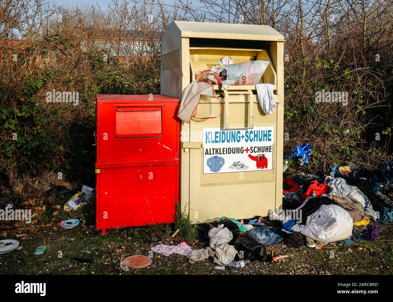 Old clothes collection container hi-res stock photography and images ...
