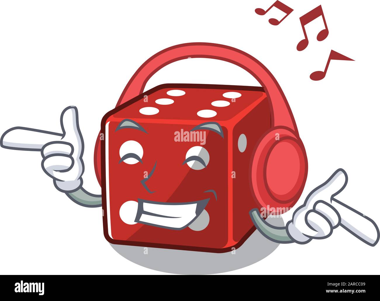 Listening music dice mascot cartoon character design Stock Vector Image ...