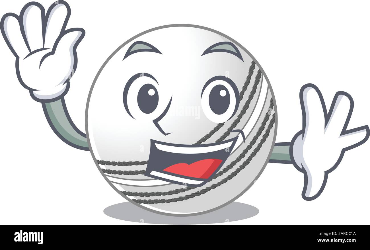 Waving friendly cricket ball cartoon character design Stock Vector ...