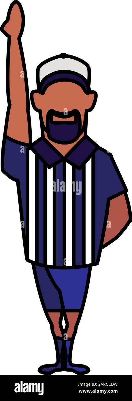 american football referee with his hand up on white background vector ...