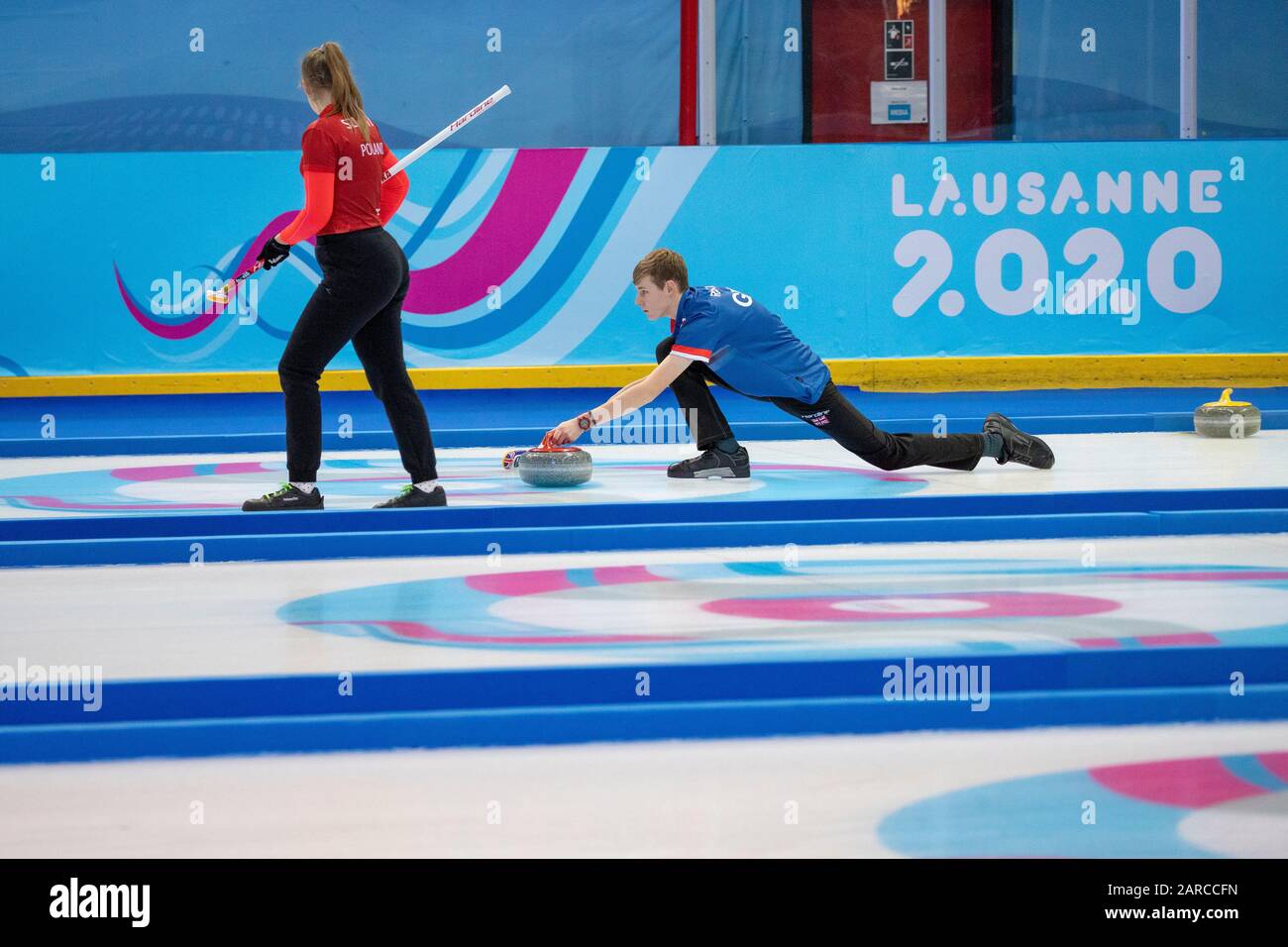 Team GB’s Jamie Rankin (15) competes in the curling mixed doubles with ...
