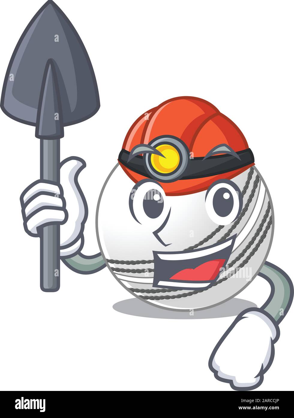 Cool clever Miner cricket ball cartoon character design Stock Vector ...