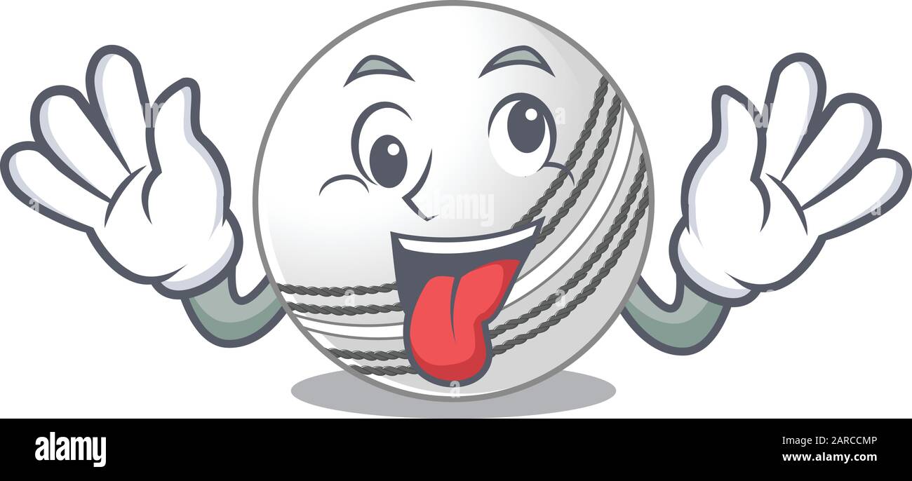 Cricket ball Cartoon character style with a crazy face Stock Vector ...