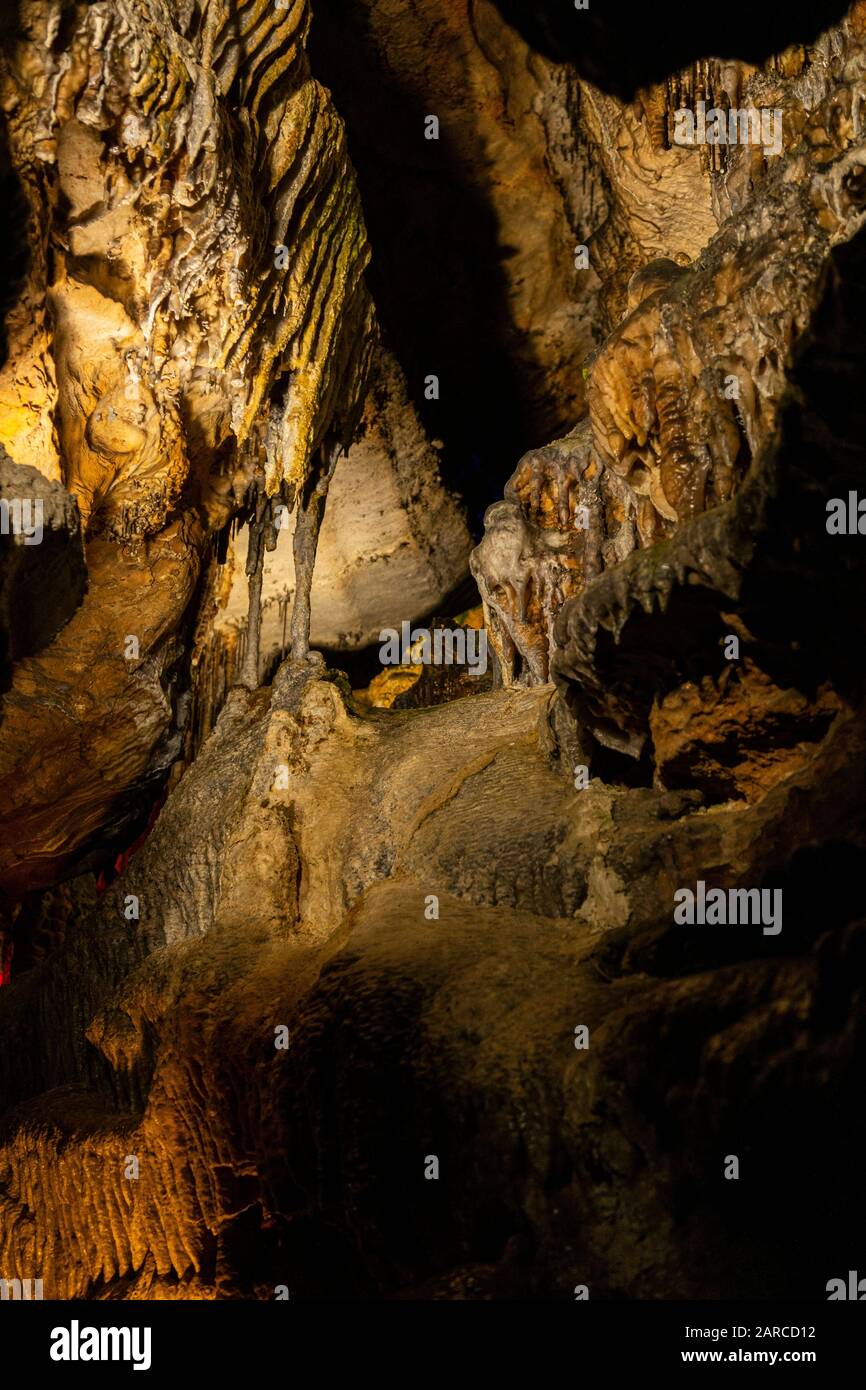 Abstract stone cave background. Rock formations on the arches and walls ...