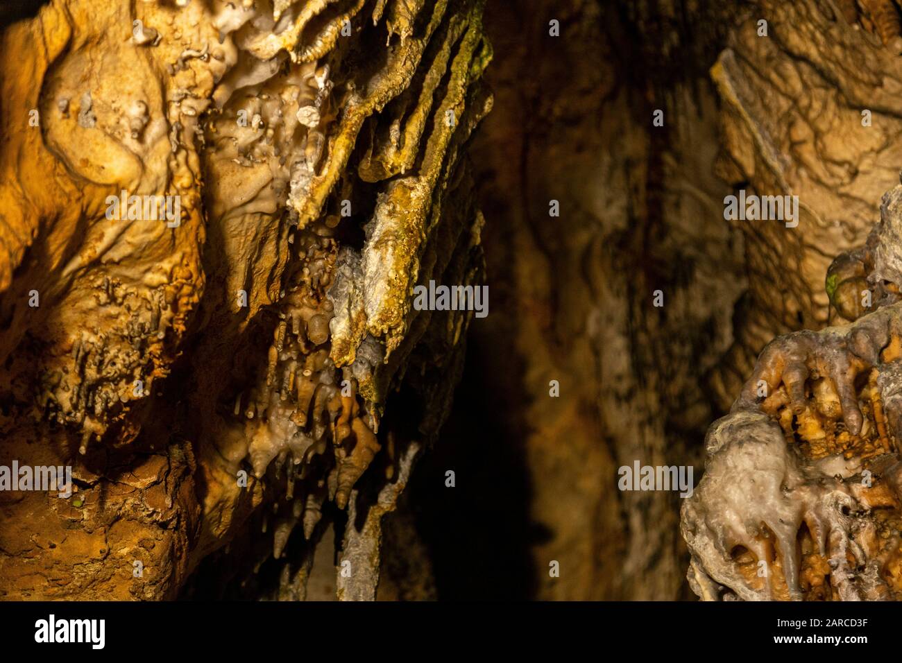 Abstract stone cave background. Rock formations on the arches and walls ...