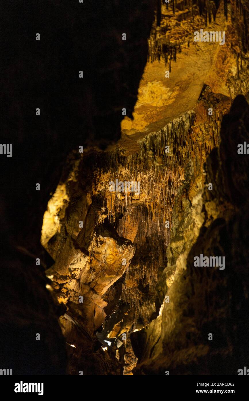 Abstract stone cave background. Rock formations on the arches and walls ...