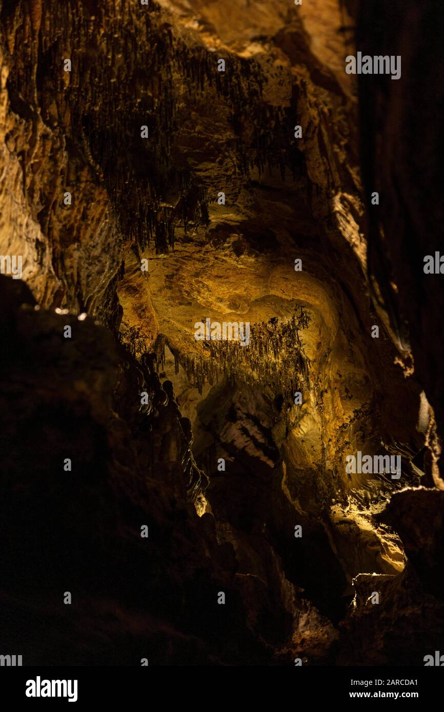 Abstract stone cave background. Rock formations on the arches and walls ...