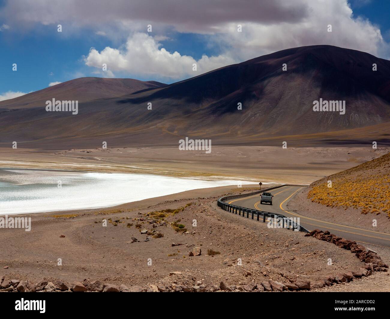 Salar de Talar Lake as seen from the Ruta 23, Atacama Desert, Chile ...