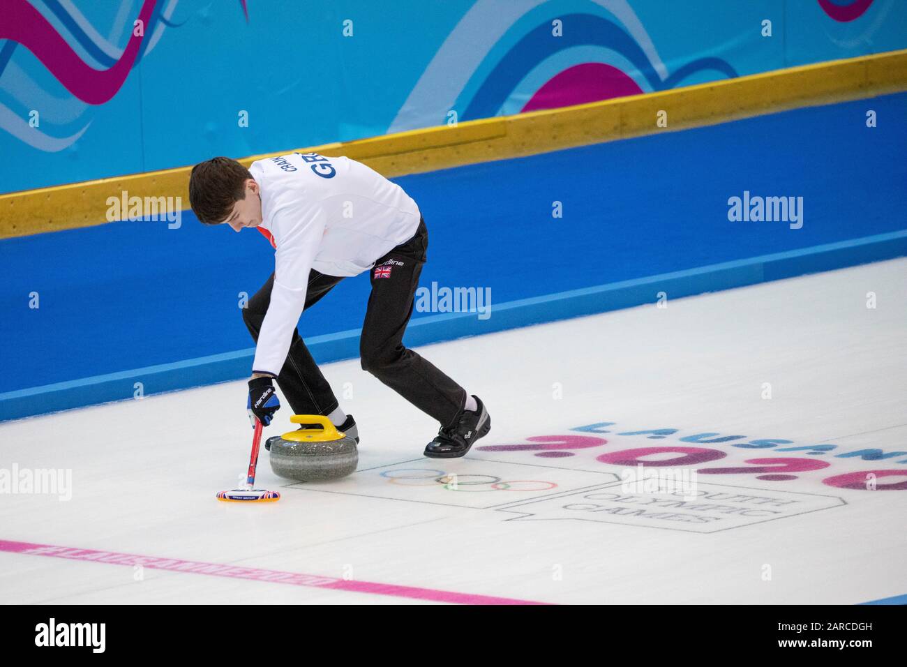Team GB’s Ross Craik (15) in the curling mixed doubles with teammate ...