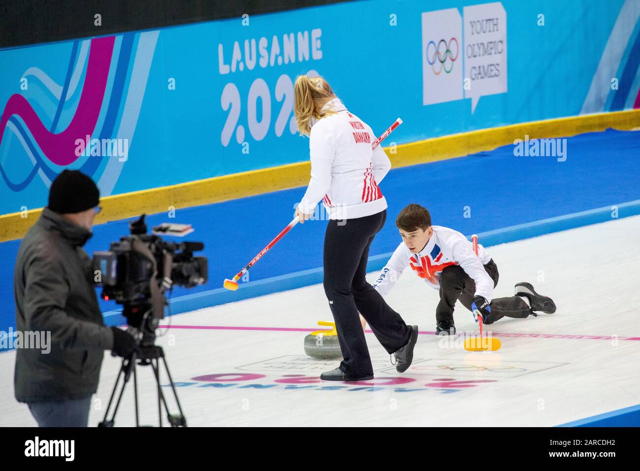 Team GB’s Ross Craik (15) in the curling mixed doubles with teammate ...