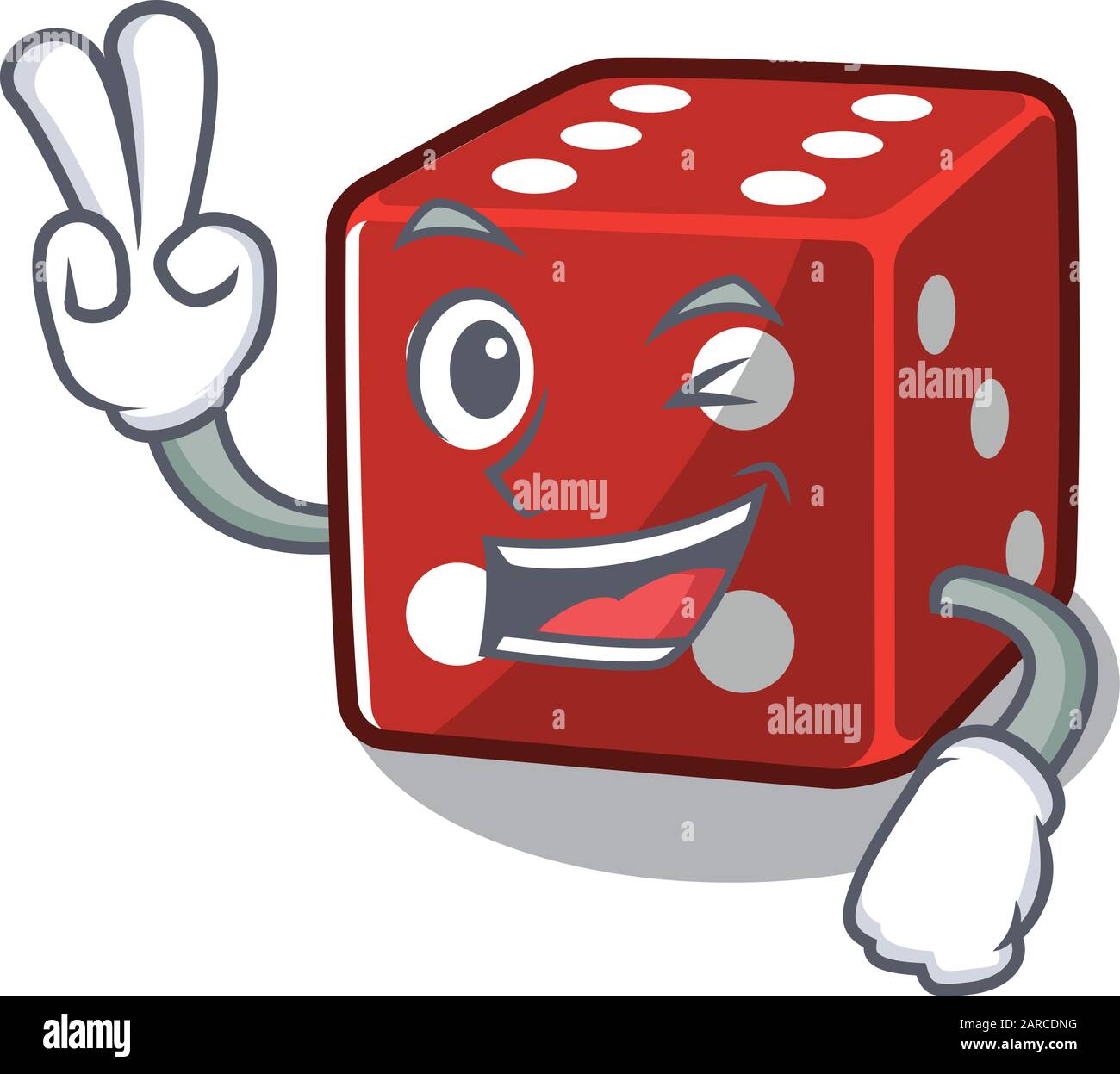 Smiley mascot of dice cartoon Character with two fingers Stock Vector ...