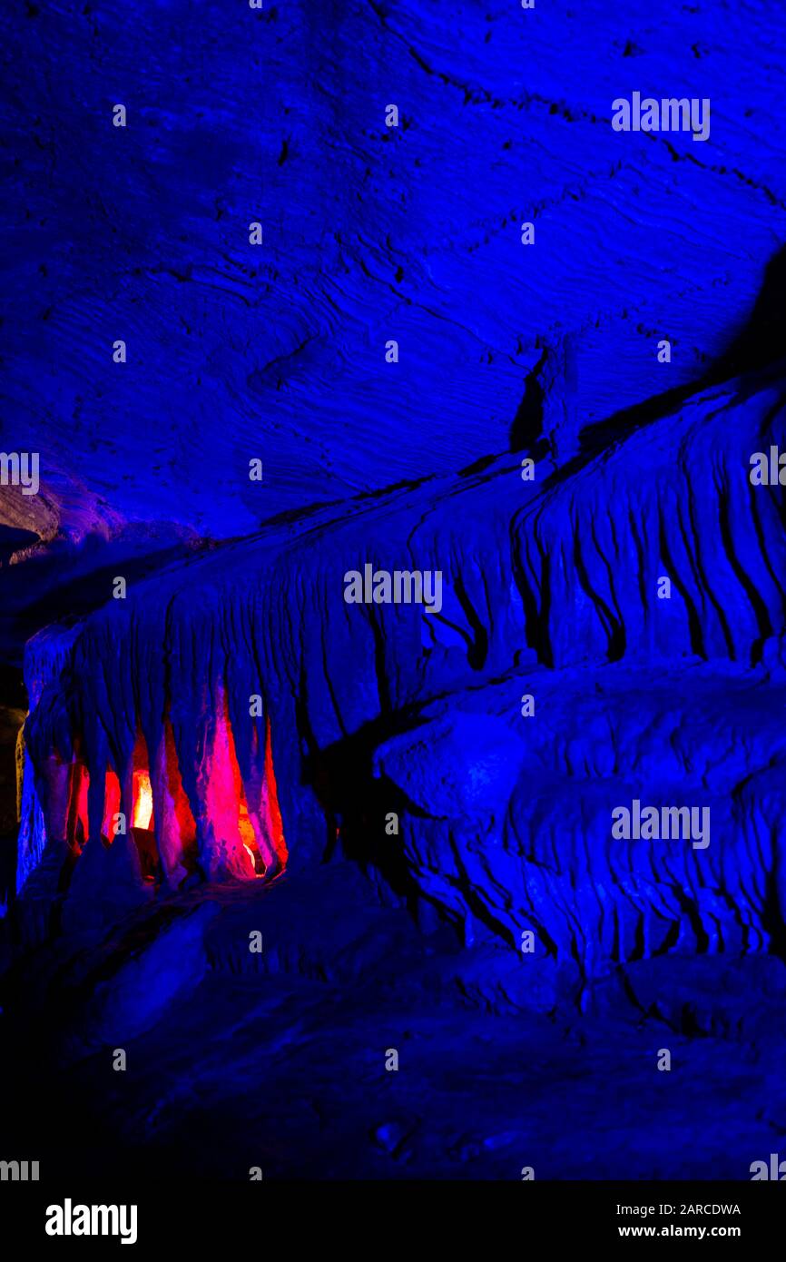 Abstract stone cave background. Rock formations on the arches and walls ...