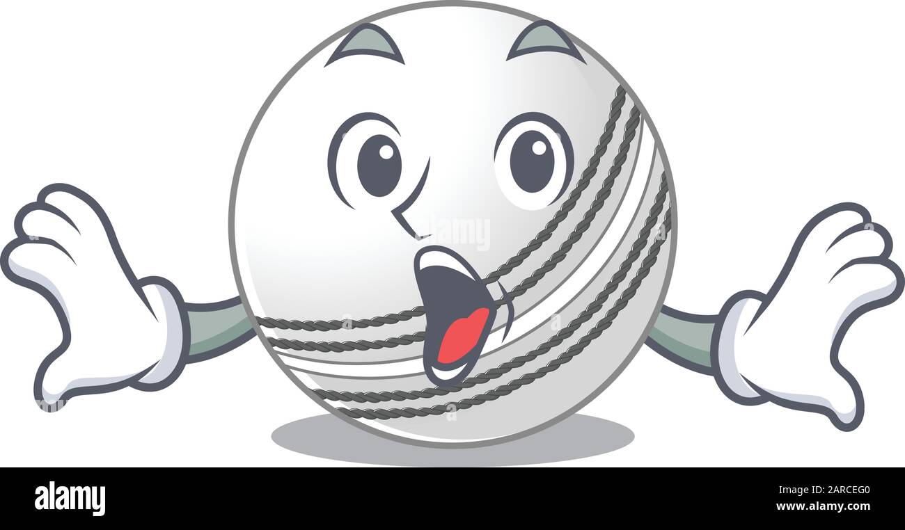 Cricket ball cartoon character design on a surprised gesture Stock ...