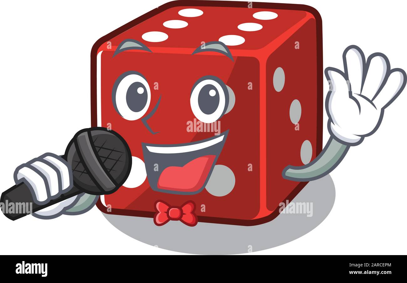 Happy dice singing with on a microphone Stock Vector Image & Art - Alamy