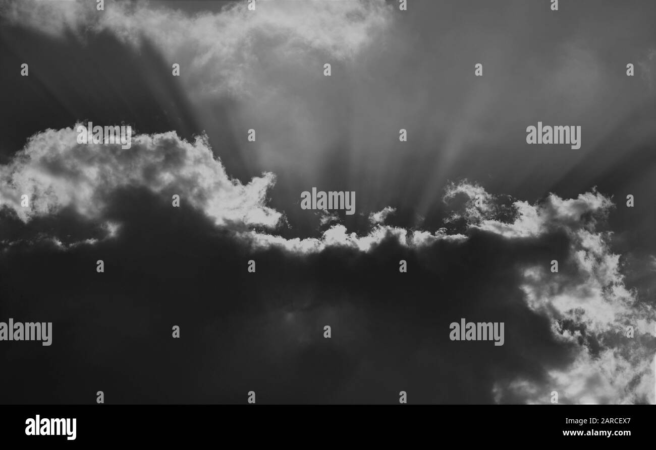 Sun Rays Through Clouds Black And White