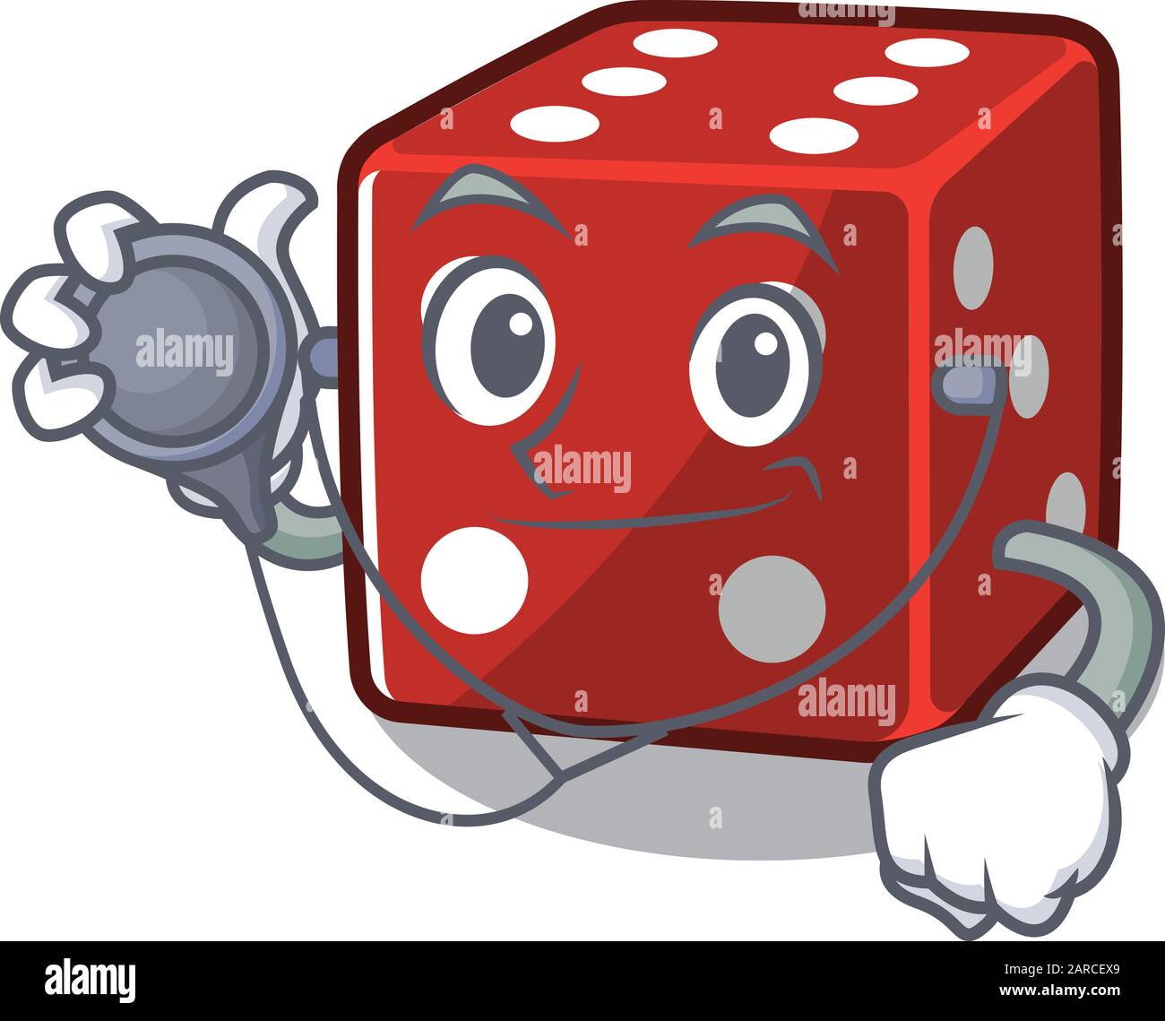Smart and cool dice cartoon character in a Doctor with tools Stock ...