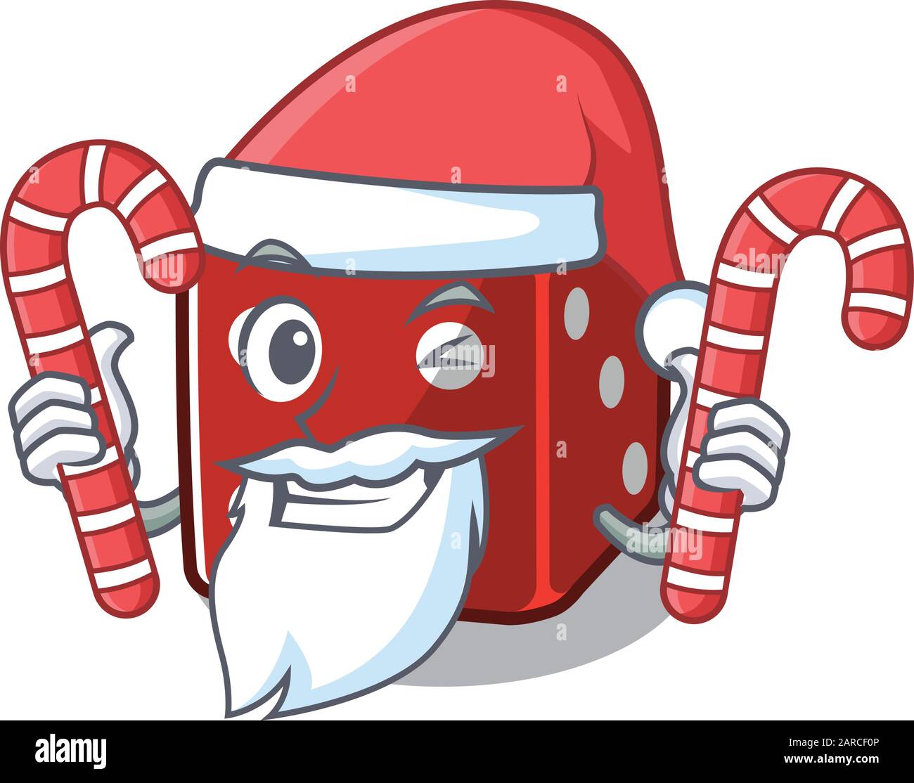 Dice Cartoon character in Santa costume with candy Stock Vector Image ...