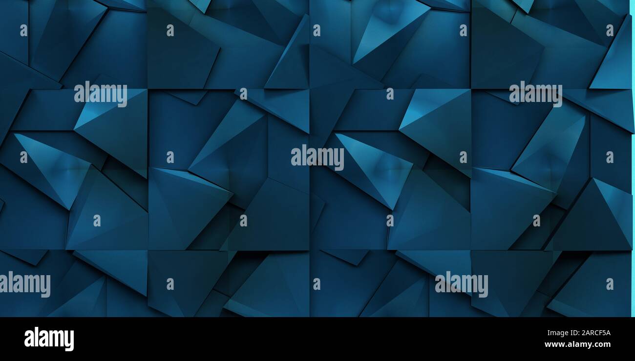 wall with geometric shapes in deep blue. 3d rendering Stock Photo - Alamy