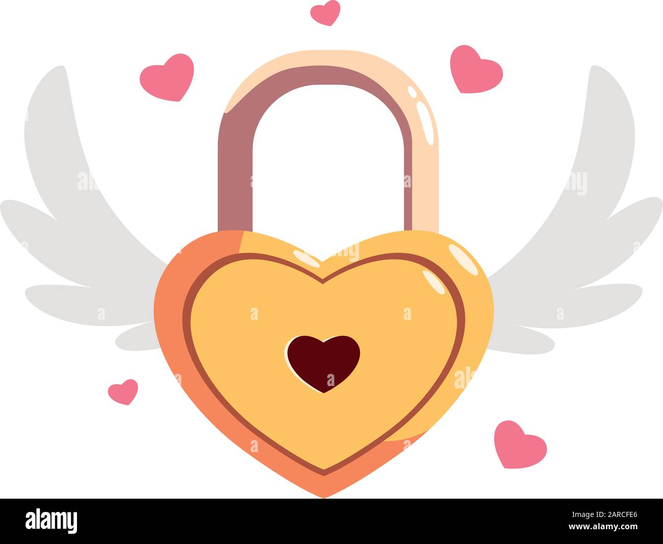 heart shaped security padlock with wings on white background vector ...