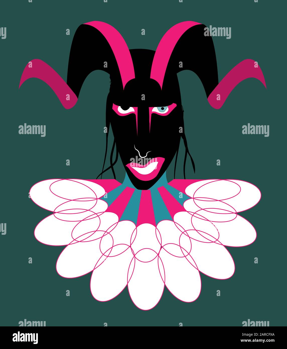 illustration of the devil as a joker and looking mad Stock Photo - Alamy
