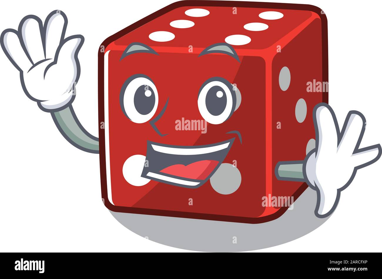 Waving friendly dice cartoon with character design Stock Vector Image ...