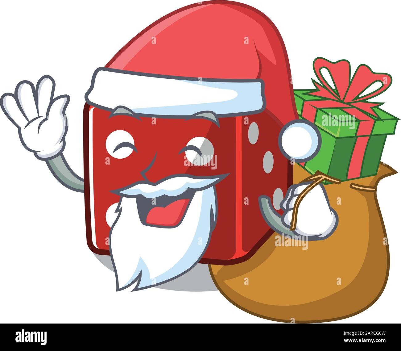 Santa dice Cartoon character design having box of gift Stock Vector ...